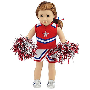 Emily Rose 18 Inch Doll Clothes & Accessories | 7 PC USA 18" Doll Cheer Cheerleader Sports Outfit Toy Gift Set Girls, Including 18-in Doll Shoes and Pom-Poms Accessory! | Fits most 18" Dolls