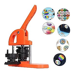 Button Maker Machine, Multiple Sizes 1+1.25+2.25 Inch DIY Pins Badge Button Pressing Machine, Badge Punch Press with 100pcs Button Parts, Circle Cutter, Magic Book (32mm)