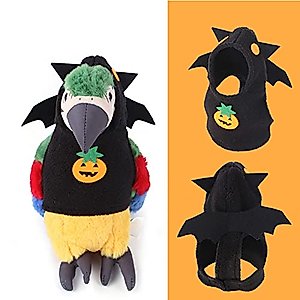 SEIS Bird Bat Costume with Wings Funny Halloween Small Pet Hoodie Pumpkin Parrot Apparel Winter Clothes for Parakeet Cockatiel Sun Conure (L (Chest Circumference 11"/28cm))