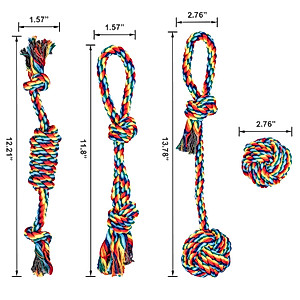 Depets Dog Rope Toy, 4PCS Assorted Puppy Chew Toy Pack, Durable Rope Knot Dog Toy, Puppy Teething Playing Toys for Small Dogs Puppies