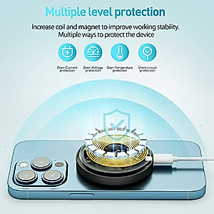 Magnetic Wireless Charger with Kickstand 15W, for MagSafe iPhone 14/14 Plus/14 Pro/14 Pro Max/13/13 Mini/13 Pro/13 Pro Max/12/12 Mini/12 Pro/12 Pro Max, Aluminum Round Mag Charging Pad, Black