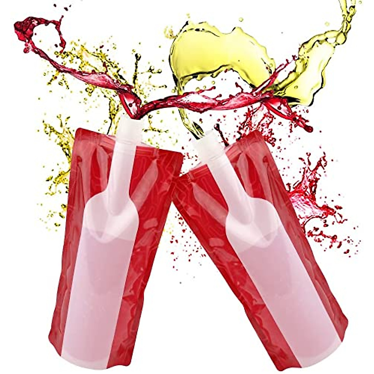 Foldable Wine Bag,Portable Wine Bottle Wine Flask, 4 Pack Collapsible Liquid Leak Proof Flask Holder,Reusable Wine pouch for Gift Travel Camping BBQ Party Beach Hiking Home Kitchen(750ml)