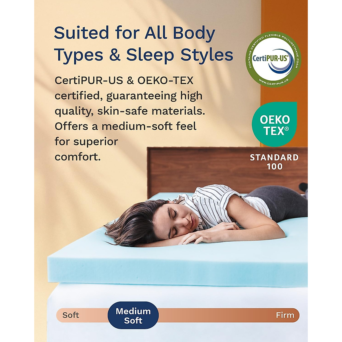 ViscoSoft Memory Foam Mattress Topper Twin - 2 Inch Reflex Cooling Gel Mattress Pad - CertiPUR-US - Oeko TEX Certified