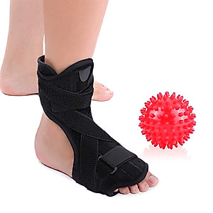 Plantar Fasciitis Support, Dorsal Night Splint for Foot Drop & Plantar Fasciitis, Foot Arch Supports for Plantar Fasciitis, Achilles Tendonitis Brace for Women Men with Hard Spiky Massage Ball