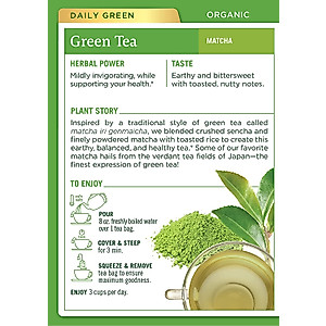 Traditional Medicinals Tea, Organic Green Tea Matcha, Genmaicha, Supports Health, 16 Tea Bags (6 Pack)
