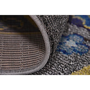 Unique Loom Medici Collection Floral Traditional Vibrant Colors Gray Area Rug (9' 0 x 12' 0)