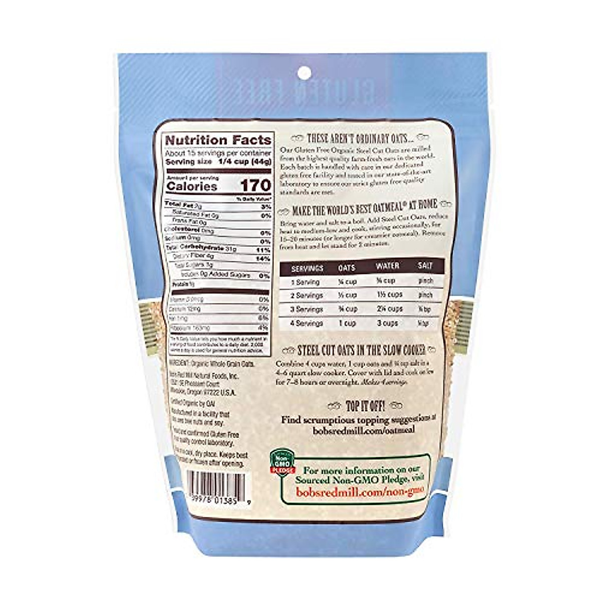 Bob's Red Mill Gluten Free Organic Steel Cut Oats (24 Ounce, Pack of 2)