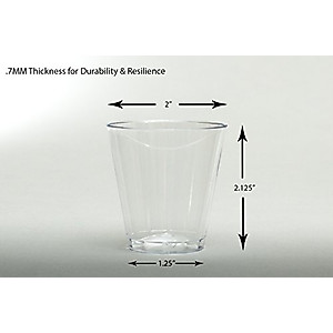 100 Shot Glasses Premium 2oz Clear Plastic Disposable Cups, Perfect Container for Jello Shots, Condiments, Tasting, Sauce, Dipping, Samples