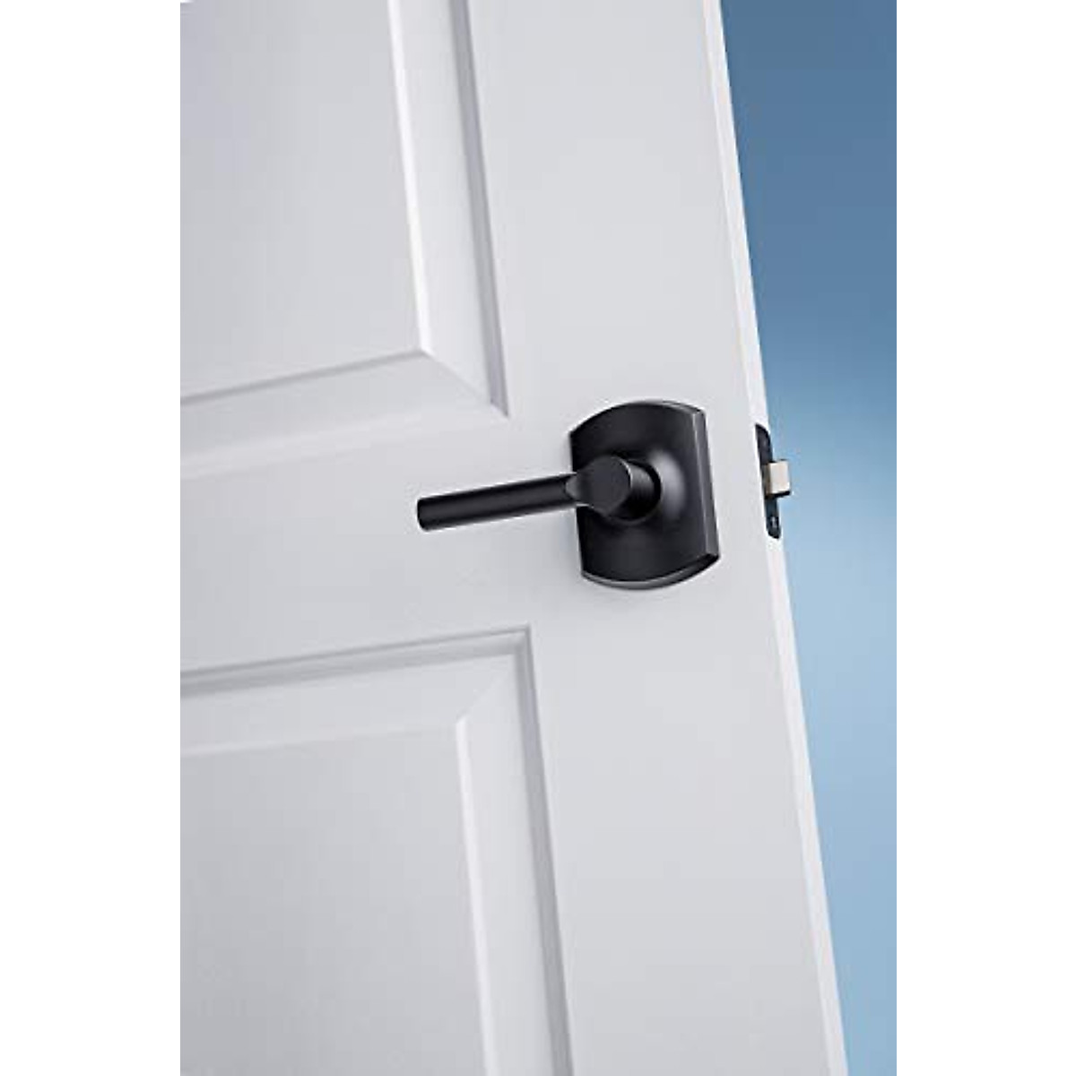SCHLAGE F51A BRW 622 GRW Broadway Lever with Greenwich Trim Keyed Entry Lock, Matte Black