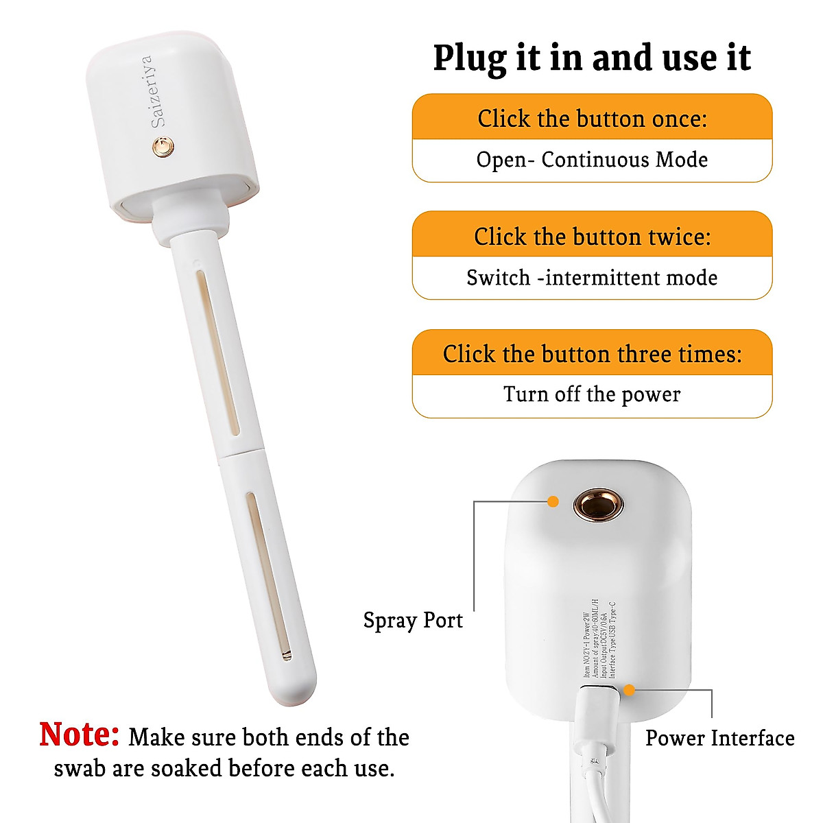 Mini Portable Humidifier, travel humidifier, Small USB Personal Humidifiers with Ultra Quiet, Optional Container, Tiny Travel Easy Use Humidifier for Plants, Car, Office, Hotel - White