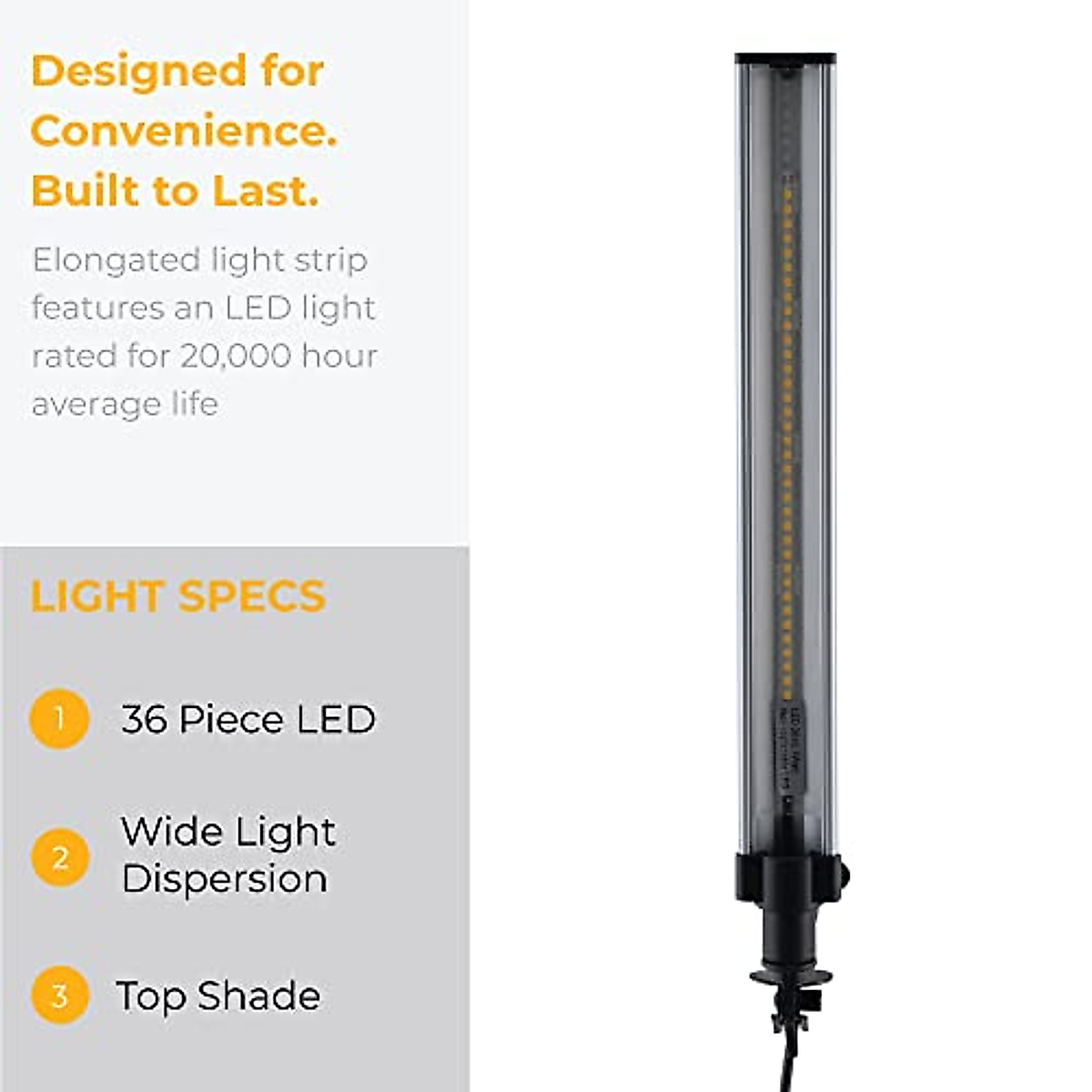 V- Light Advantus Energy Efficient LED Desk Lamp, Black and Silver 3 x 3 x 21.5