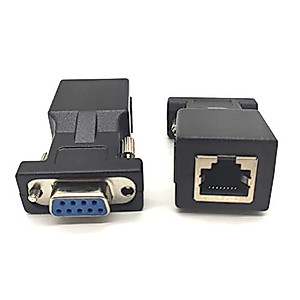 Qaoquda DB9 to RJ45 Female Adapter, 2 Pack, Black