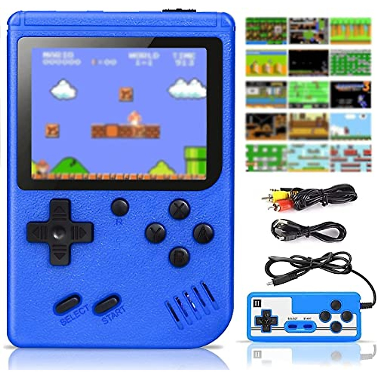 Triyilove Handheld Game Console, Retro Game Console with 500 Classic FC Games 3 Inch Screen 1020mAh Rechargeable Battery Portable Game Console Support TV Connection & 2 Players for Kids Adults (Blue)