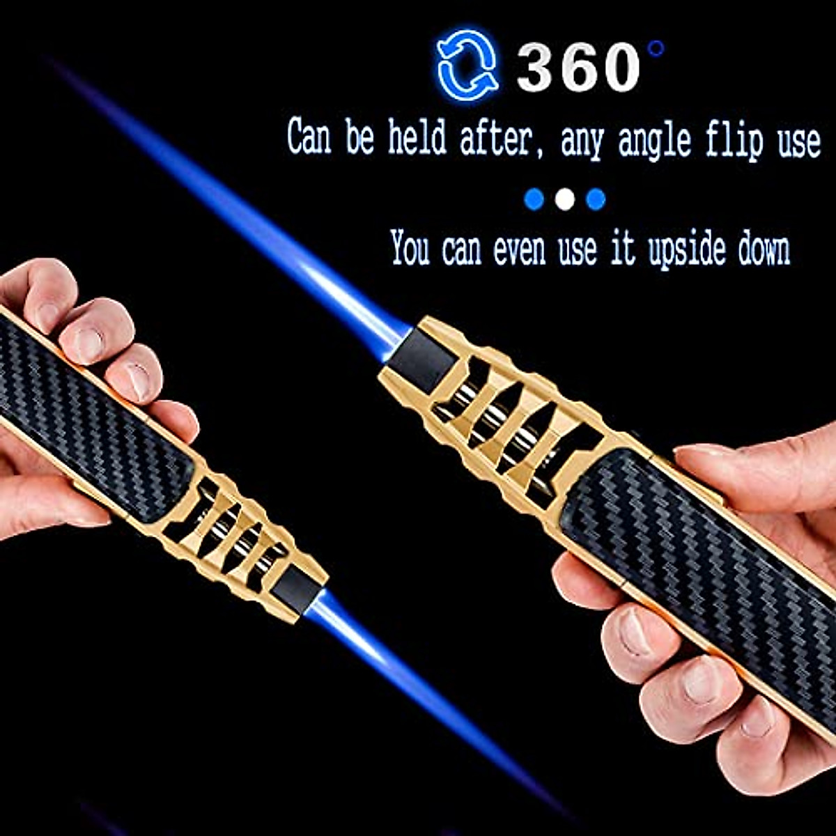 Butane Kitchen Torch Lighter - Refillable Culinary Cooking Torch with Lock and Adjustable Flame, for Creme Brulee,Desserts, BBQ and Baking (Butane Gas Not Included)