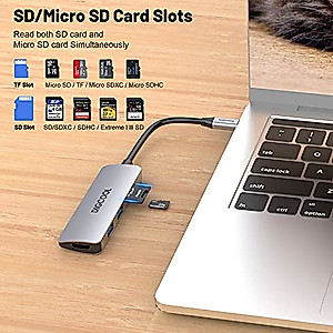 DIGCOOL USB C Hub, 5 in 1 USB C Dongle, USB C to HDMI Multiport Adapter 4K HDMI 2 USB 3.0 Ports SD/TF Card Reader for MacBook, Mac Pro, iPad Pro, XPS, and More