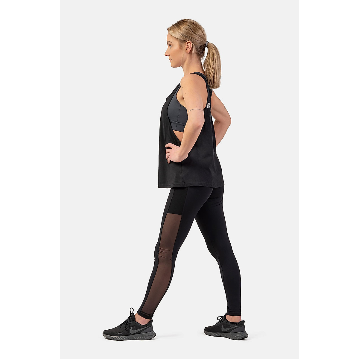 NEBBIA Sleeveless Loose Cross Back Feeling Good Tank Top 419 Black