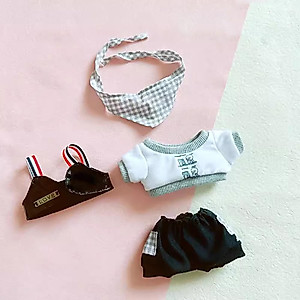 niannyyhouse 20cm Plush Doll Clothes Loose Scarf Vest T-Shirt Pants 8in Soft Stuffed Plush Toy Accessories Dress Up