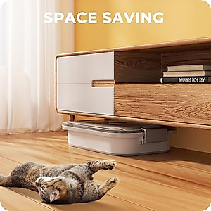 Airtight Dog Food Storage Container Up to 𝟮𝟯 𝗹𝗯𝘀,【Keep Dry Food Fresh】 Collapsible Pet Food Container with Clear Lid,【Ready to Use】 Cat Treart Container with Attachable Casters and Measuring Cup