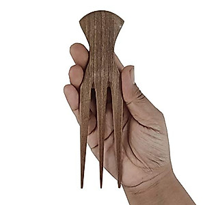 Plai Na Comb for African Hair |Parting Comb for Braiding Wooden Afro Pick Comb Three Tooth Cornrows Stylist