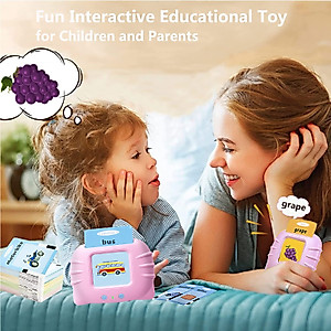 Qateisce Talking Flash Cards for Toddlers 2-4 Years, Electronic Preschool Card Reader with 112 PCS Flashcards & 224 Animals Learning Words, Educational Interactive Learning Toy Gift for Kid Toddlers