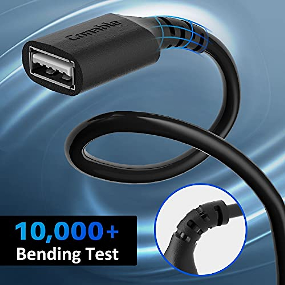 USB Extension Cable 4 Feet (3 Pack), USB Type A Male to Female USB 2.0 Extender Cord (from 2ft to 150ft for Selection), for Printer, Keyboard, Mouse, Flash Drive, Hard Drive with 5 Ties-4FT/3PK