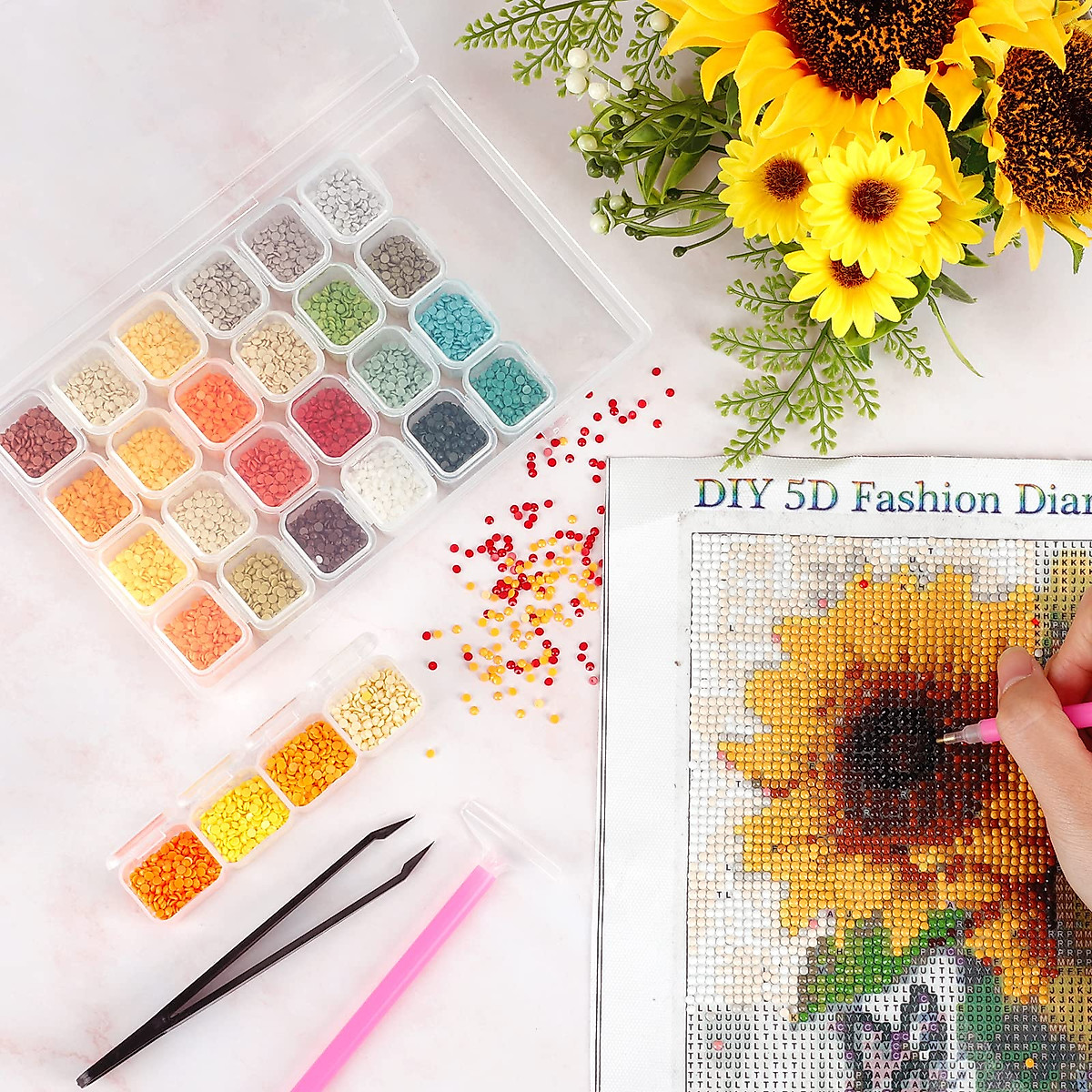 SGHUO 168 Slots 6 Pack 28 Grids Diamond Painting Boxes Plastic Organizer