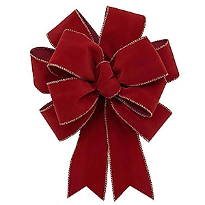 Morex Ribbon Flocked Wired Velvet Ribbon, 2.5 inch by 10 yards, Berry Red