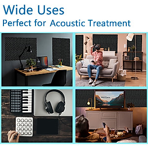 FOUCARSI 4 Pack Self-Adhesive Acoustic Foam Egg Crate Panels Soundproof Studio Foam Wall Panels 48" X 24" X 2" Noise Absorbing for Recording Studios, Home Theaters, and Gaming Rooms