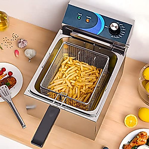 HOOCOO Commercial Electric Deep Fryer, Dual Tank Stainless Steel Deep Fryer with 2 Basket & Lid Capacity 2 x 10L Countertop Fryers for Home Kitchen and Restaurant 3600W 120V (10L 120V 1800W)