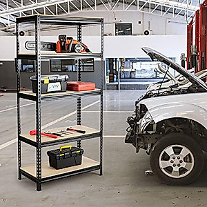 Tangkula 5-Tier Steel Storage Shelves, 73” Heavy Duty Garage Shelf with Adjustable Shelves, Boltless Shelving Unit for Free Combination, Metal Muscle Rack for Home Office Garage (4, Black)