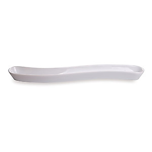 Restaurantware Swerve 10 Ounce Olive Plate 1 Curved Olive Tray - Medium Chip Resistant White Porcelain Olive Canoe Dishwasher Safe For Snacks Condiments Or Appetizers