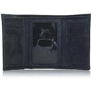 Lucky Brand Men's Trifold and L Wallet, Flag Embossed Leather-Black, Tri-Fold