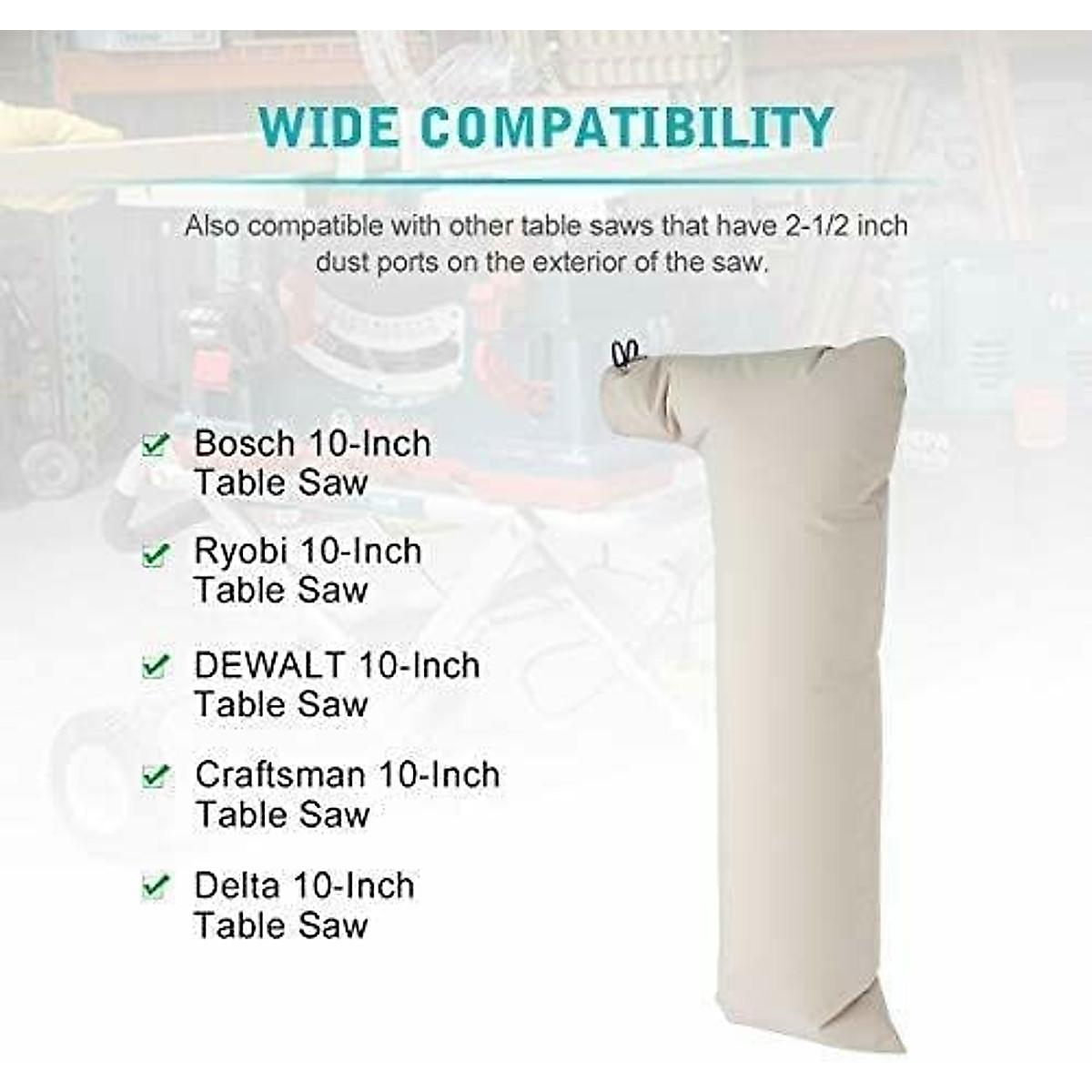 Thaekuns 2 Pack Table Saw Dust Collector Bag for Bosch/Rigid/Ryobi/DeWalt/Kobalt/Skilsaw/Craftsman/Porter/Cable/Delta/Makita/Metabo (10" Tablesaws with 2.5" Dust Port)