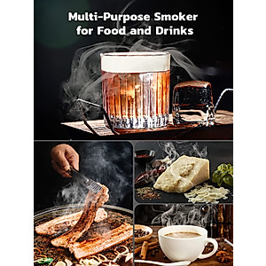 Cocktail Smoker Kit with Torch, [8 Flavors Wood Chips] Domxty Old Fashioned Cocktail Kit/Bourbon/Whiskey Smoker Infuser Kit for Coffee and Flavor Drink, Gifts for Men, Father & Husband (No Butane)