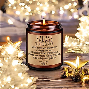 LEADO Badass Candle - Congratulations Gifts for Women, Men, Boss Lady Gifts, Proud of You, New Job, Promotion Gift - Funny Birthday, Graduation, Mothers Day, Inspirational Gifts, Mental Health Gifts