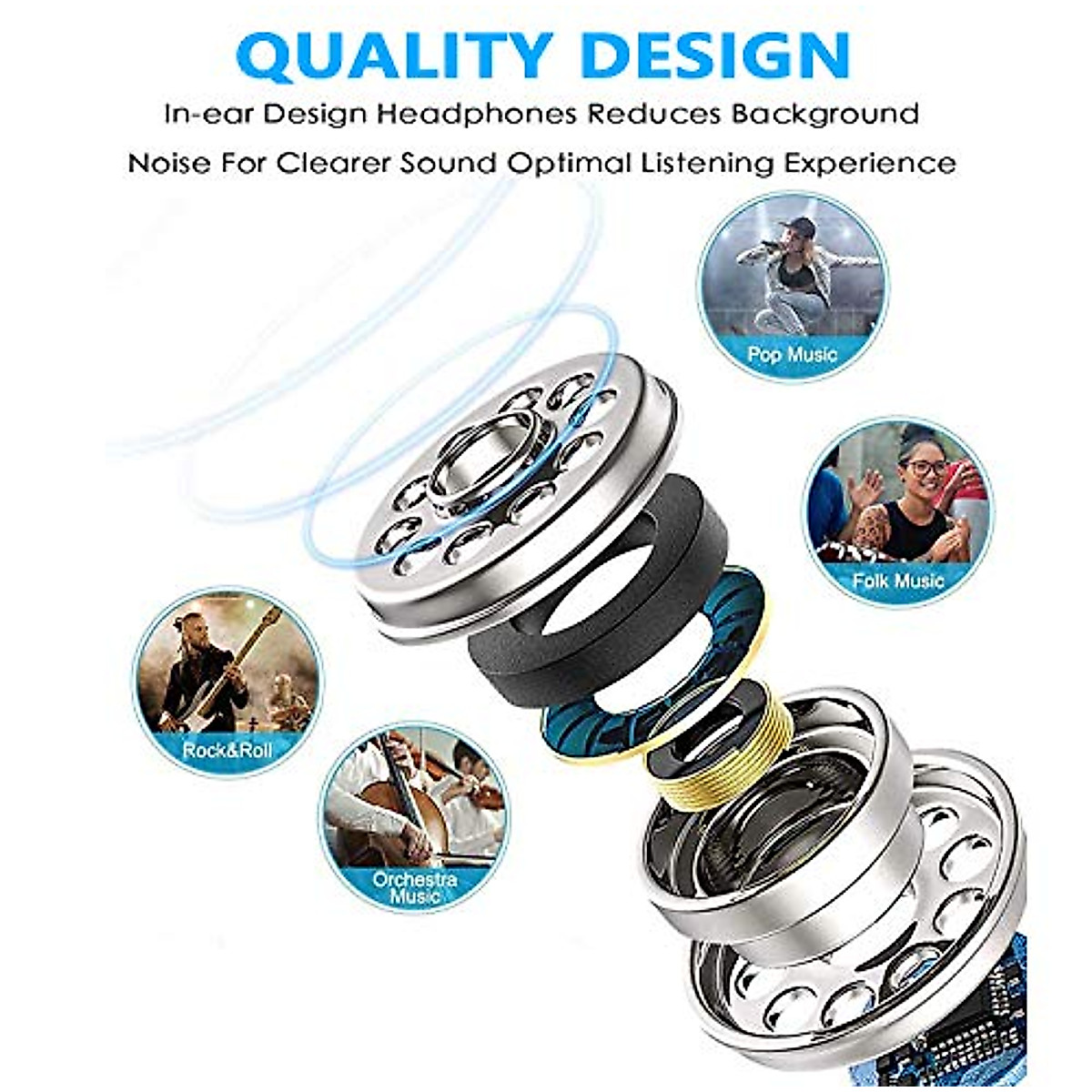 YHSRBD 2 Pack Wired Earbuds Headphones, 3.5mm Earphones with Microphone for iPhone Headphones, Noise Isolating Volume Control Stereo Bass, Compatible with iPhone iPad iPod MP3 Android for Computer