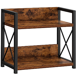 Giikin Countertop Shelf Organizer, 2 Tier Kitchen Spice Rack Organizer for Countertop, Wood Coffee Counter Shelf Organizer for Home (Rustic Brown)