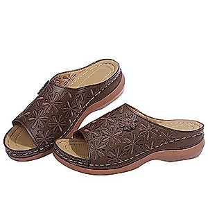 justHIGH Women's Open Toe Classic Roman Style Sandals Stretch Flatform Slide Sandal