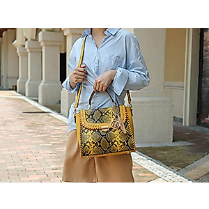 MKF Crossbody Satchel Bags for Women – PU Leather Shoulder Pocketbook Handbag – Lady Top Handle Tote Purse Mustard