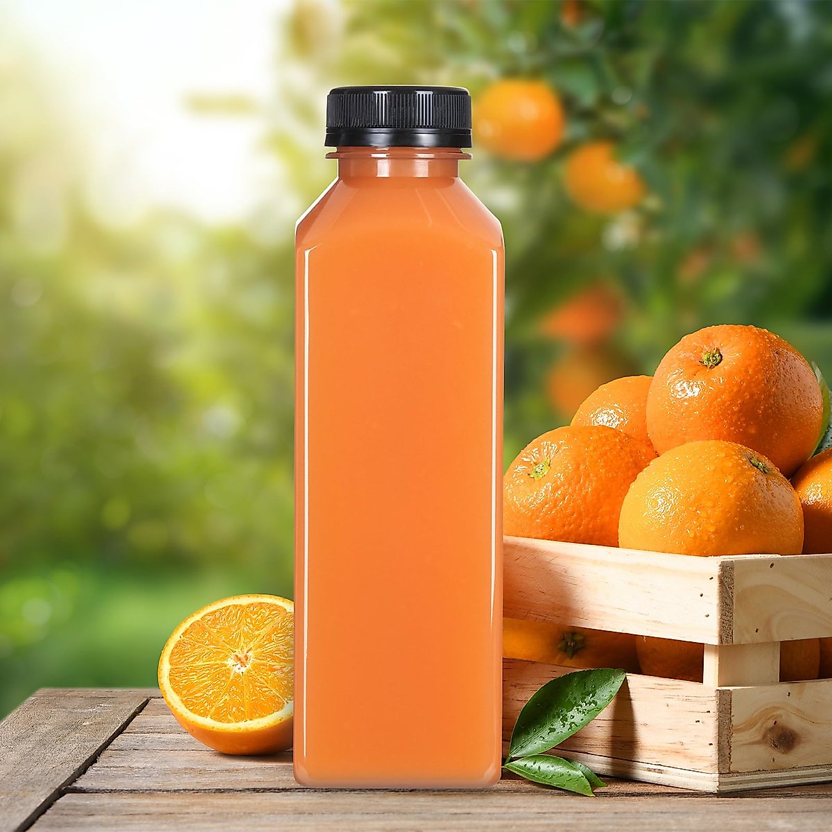 The Buyer Choice 162pcs 16oz Plastic juice containers with lids Bulk Reusable juice Bottles for juicing with Black Tamper Evident Lids, Disposable Empty Clear Bulk Beverage Containers for smoothies