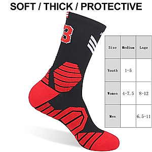 Disile Elite Basketball Socks, 3 Pack Cushioned Sports Socks Crew Socks for Men & Women