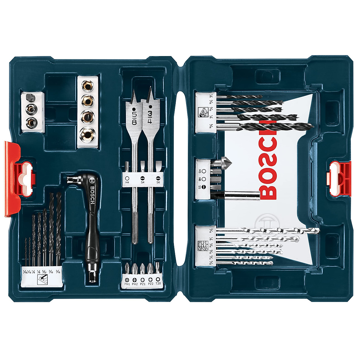 Bosch PS21-2A 12-Volt Max Lithium-Ion 2-Speed Pocket Driver Kit with 2 Batteries, Charger and Case w/ 41 pc drill and drive bit set