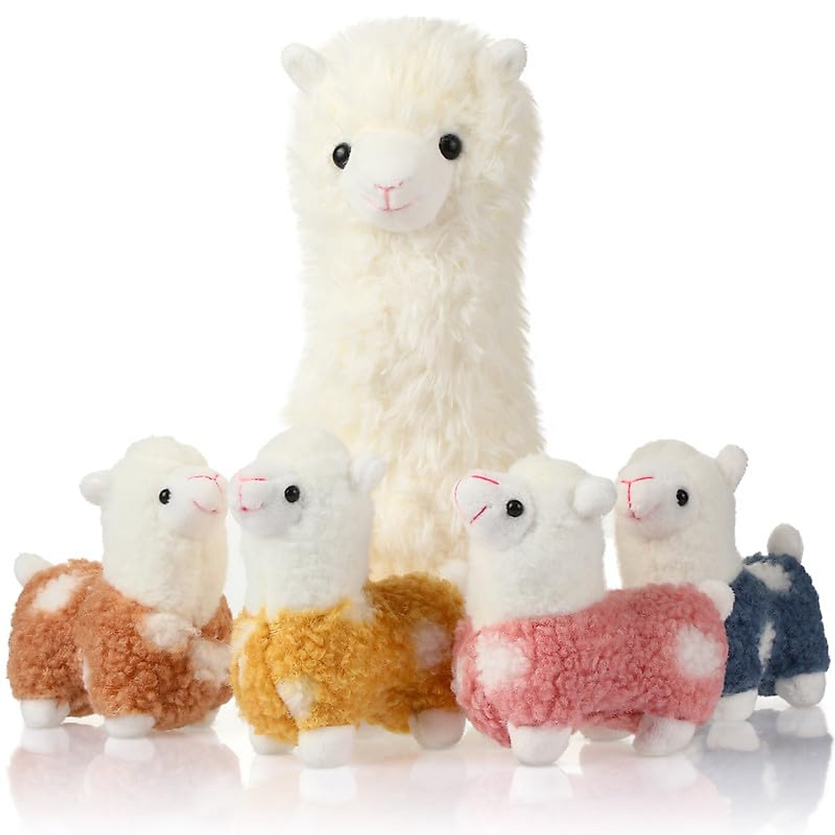 Civaner Valentine's Day Gift Llama Stuffed Animal with 4 Baby Llama Cute Alpaca Plush Set Kawaii Alpaca Soft Pillow Party Favor for Kids Girl Mardi Gras Easter Birthday Anniversary Student Home Decor