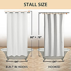 Stall Fabric Shower Curtain No Hooks or Liner Needed - Soft Shower Stall Curtain 54" x 78" Hotel Grade, Waterproof & Machine Washable, White, 54x80 Stall Size