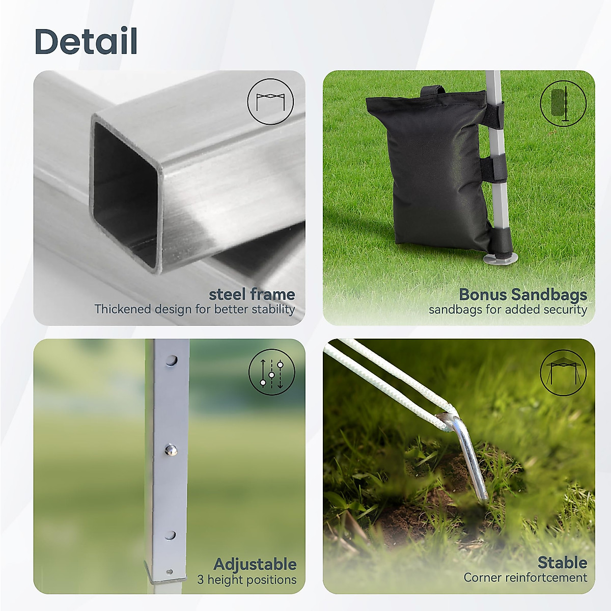 PHI VILLA Instant Shelter Canopy,Angled Leg 12' x 12' UV Block Sun Shade Canopy Gazebo for Patio Outdoor, Lightweight, Blue