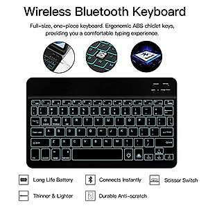 Keyboard Case for Samsung Galaxy Tab S6 Lite 10.4" 2024/2022/2020, Smart case with 7color Backlight Detachable Wireless Keyboard Cover with S Pen Holder (S6 LITE)