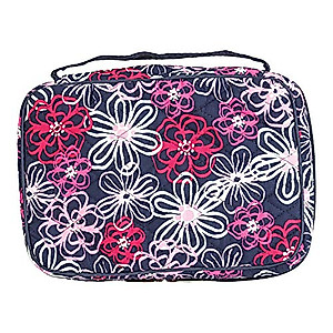 Pink Floral Trust Him Quilted 8.5 x 6.5 Fabric Zippered Bible Cover Case Handle, Thinline