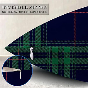 RYANZA Set of 2 Throw Pillow Covers, 20x26 Inches Standard Home Decor Pillowcase Cushion Cases Decorative Pillow Cases for Accent Couch Sofa Bedroom, Plaid Christmas New Year Tartan Check Holiday