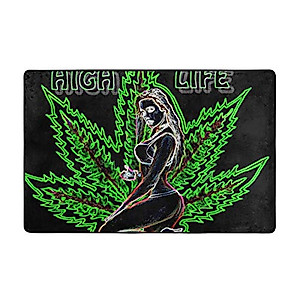 NiYoung Bedroom Livingroom Sitting-Room King Size Kitchen Rugs Home Decor - Beauty Psychedelic Marijuana Leaf Weed Black Doormat Floor Mat Fast Dry Toilet Bath Rug Exercise Mat Throw Rugs Runner