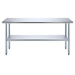AmGood 18 in. x 72 in. Stainless Steel Work Table | Metal Kitchen Food Prep Table | NSF
